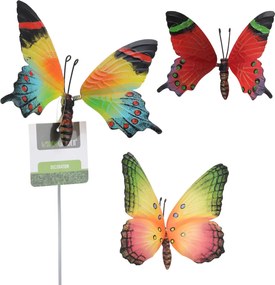 Zapichovací zahradní dekorace Butterfly 2, sada 3ks, 70 cm, kov, vícebarevná
