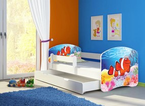 Dětská postel - Rybka 2 160x80 cm + šuplík bílá
