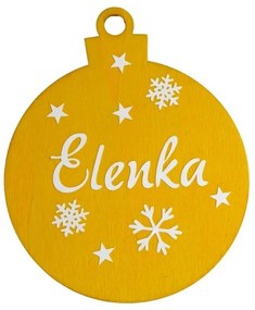 Dřevěná vánoční ozdoba se jménem žlutá