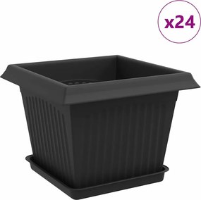 Květináče 24 ks Černá Plast 3403313