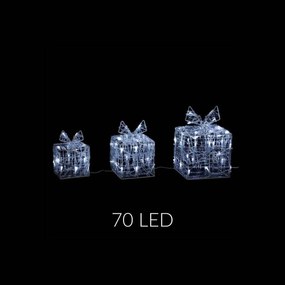 Vánoční vnější světelná dekorace, akrylátové dárky, 70 LED