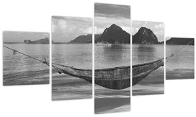 Obraz - Houpací síť na pláži (125x70 cm)