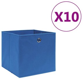 Úložné boxy 10 ks netkaná textilie 28 x 28 x 28 cm modré 325197