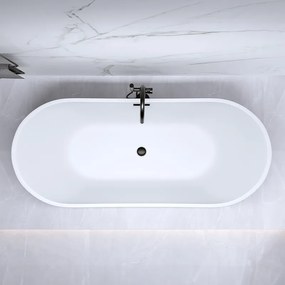 BPS-koupelny Volně stojící akrylátová vana HYD-RIC513A 150x75 bílá/černá, odtokový komplet černý