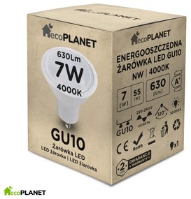 ecoPLANET LED žárovka GU10 - 7W - neutrální bílá