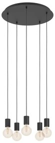 Eglo 390267 - Lustr na lanku HUEBRO 5xE27/40W/230V černá