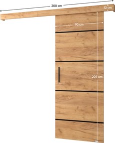 Posuvné dveře, dub craft zlatý/černá/černá, SALDOR 90 4