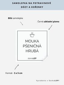 MOUKA PŠENIČNÁ HRUBÁ– průhledná samolepka na dózu, základní písmo, 5 × 5 cm | DomaLEP