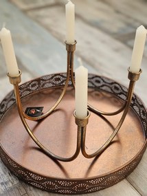 Měděný antik kovový adventní svícen na 4 svíčky Dhaka - 21*21*18 cm