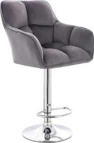 LuxuryForm DESIGN Barová židle AMALFI VELUR na stříbrné kulaté podstavě - tmavě šedá