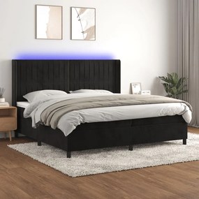 Box spring postel s matrací a LED černá 200x200 cm samet 3139705