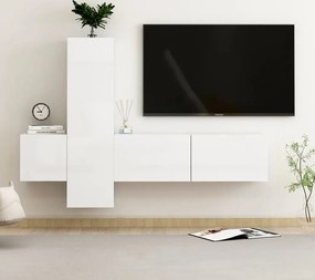 vidaXL 3dílný set TV skříněk dřevotříska [3079076] Barva: bílá s vysokým leskem