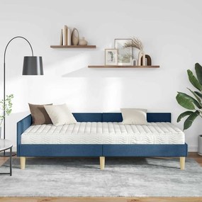 Rohový rám postele s matrací Jiný s čelo 2 ks Modrá textil 3393684