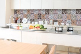 DIMEX | Fototapeta do kuchyně Turecké kachličky KI-350-245 | 350 x 60 cm | béžová, hnědá, modrá