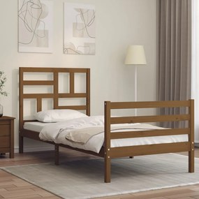 Rám postele s čelem medově hnědý 90 x 200 cm masivní dřevo,  3194884