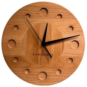 Kamohome Dřevěné nástěnné hodiny TAURUS Průměr hodin: 30 cm, Materiál: Jasan