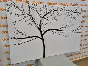 Obraz moderní černobílý strom na abstraktním pozadí - 120x80 cm