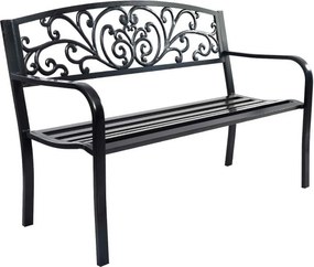Costway Litinová zahradní lavička – 127 × 60 × 85 cm, černý