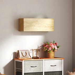 Nástěnná koupelnová skříň HOMCOM s výklopnými dveřmi, zavěšená koupelnová skříň s dřevěnými policemi, 80x25x30 cm, přírodní dřevo