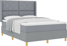 Postel s boxspringem s čelo Světle šedá 160 x 200 cm textil 3341903