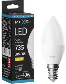 Mexen Nova LED žárovka E14, C37, 7W, Teplá - 3000K, 735 lm - L102-E14-0730-01