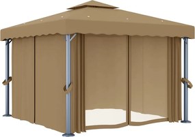 Altán se závěsy 3 x 3 m taupe hliník 3068557