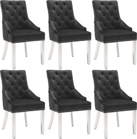 vidaXL Jídelní židle 6 ks samet [3080243] Barva: Černá