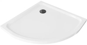 Mexen Flat polokulatá vanička do sprchového koutu slim 70 x 70 cm, Bílá, sifon Černá - 41107070B