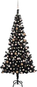 vidaXL Umělý vánoční stromek s LED a sadou koulí 210 cm PET [3077510] Barva: Stříbrná a šedá