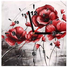 Gario Obraz s hodinami Červené Vlčí máky Rozměry: 30 x 30 cm