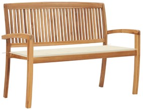 Stohovatelná zahradní lavice s poduškou 128,5 cm masivní teak 3063281