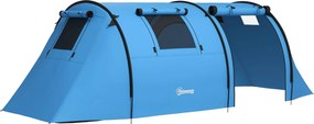 Outsunny rodinný stan pro 3 osoby — skládací lehký stan s dveřmi, okny a háčkem, přepravní vak, voděodolnost 3000 mm vodního sloupce, 470 x 220 x 150
