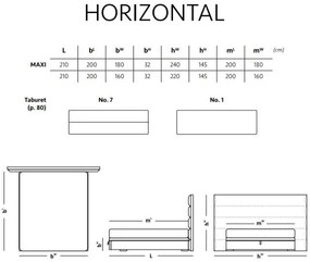 Materasso Manželská postel čalouněná HORIZONTAL - bočnice ROZMĚR: 200 x 200 cm - ATYP