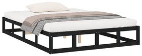 Rám postele černý 160 x 200 cm masivní dřevo - Default Title