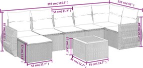 8dílná zahradní sedací souprava s poduškami černá polyratan 3257442