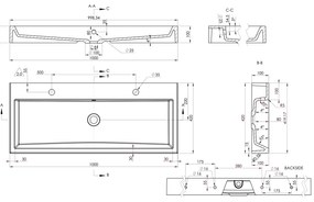 Sapho Sapho, ORINOKO umyvadlo, mramor, 100x42 cm, 2 otvory pro baterie, bílá, OR101