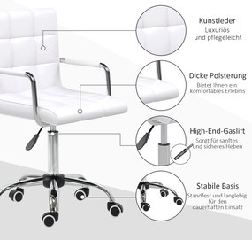Kancelářská židle HOMCOM výškově nastavitelná 84-99H cm ergonomická otočná židle manažerská židle pro kancelář a domácí kancelář PU bílá | Aosom.de