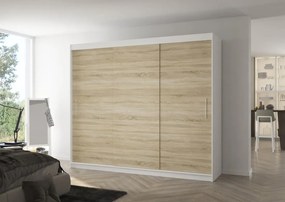 Šatní skříň s posuvnými dveřmi Antos - 250 cm Barva: Bílá/Sonoma