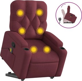 Zvedací masážní polohovací křeslo vínové textil 3204725