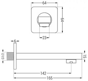 Mexen Cube DR02 Podomítkový vanový a sprchový set s dešťovou sprchou 30 cm, Grafitově černá - 77503DR0230-66