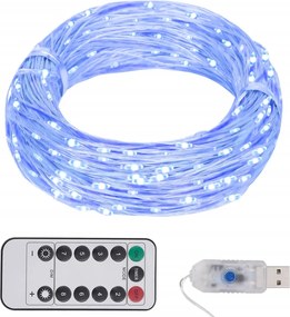 Světelný LED řetěz se 150 LED diodami modrý 15 m