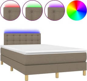 Box spring postel s matrací a LED taupe 120x190 cm textil 3270120