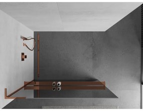 Mexen Kioto+ L, sprchová zástěna Walk-In s poličkou a věšákem 100 x 200 cm, 8mm sklo vzor zrcadlo, růžové zlato profil, 800-100-123-60-50