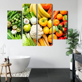 Vícedílný obraz Ovoce A Zelenina V Barvách Duhy Nedostatek Nedostatek Přírodní plátno 200x150