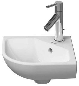 Duravit ME by Starck - Umývátko rohové 43x38 cm, s přepadem, otvor pro baterii, WonderGliss, matná bílá 07224332001