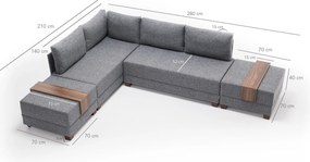 Atelier del sofa Rohová pohovka FLY šedá levý roh 280 cm 825BLC1006