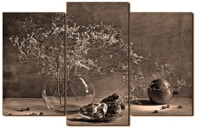 Obraz na plátně - Zátiší - větev a granátové jablko 1274FC (105x70 cm)