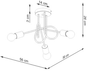Stropní svítidlo Ember 3, dřevěné tělo svítidla, b