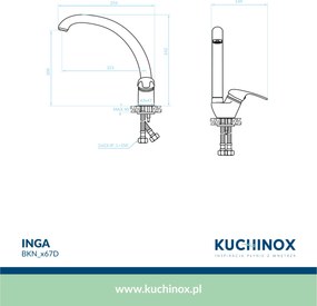 Kuchinox Inga, stojánková dřezová baterie s F-výlevka, béžová, LAV-BKN_467D