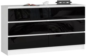 Komoda K140 6SZ CLP černá, lesk